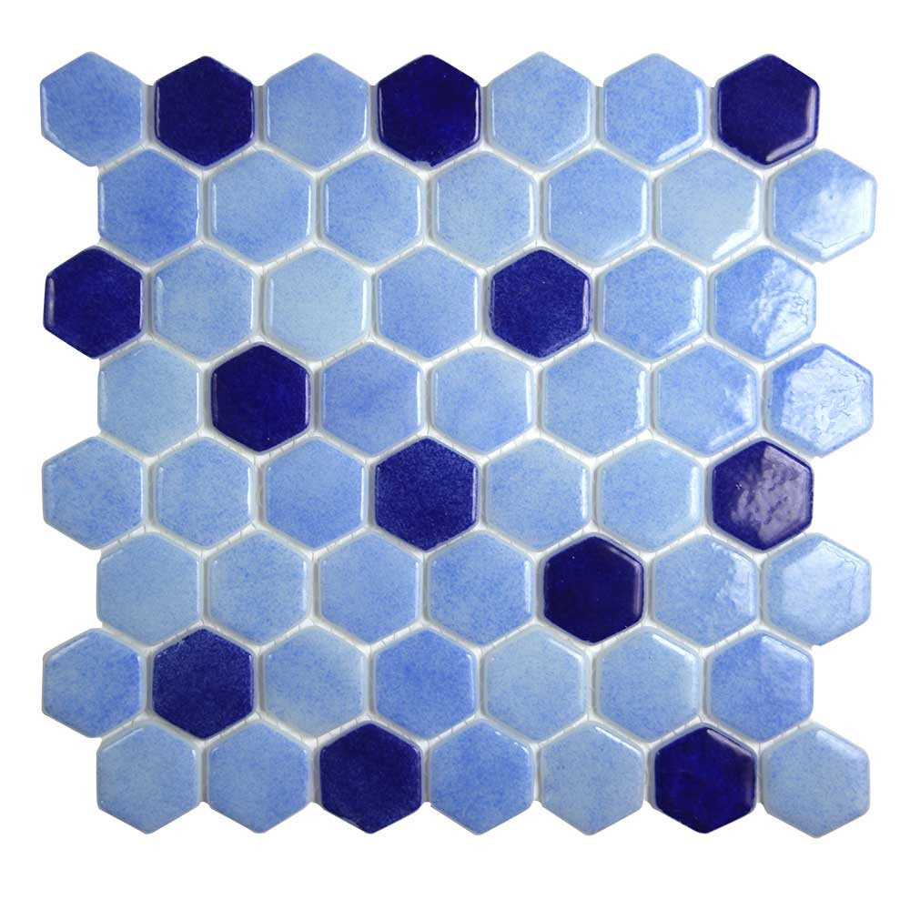 Islamorada Hexagon Ocean Blue Glass Pool Tile