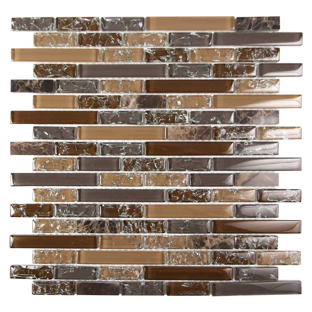 Kaia Brown Interlocking Linear Glass Mosaic Tile