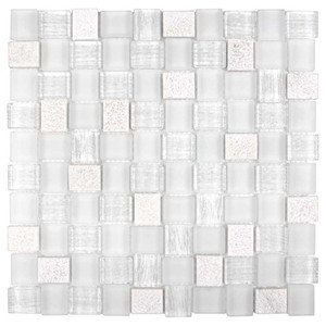 Muriel Linear Snow White Glass and Marble Mosaic Tile