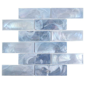 Ocean Mist Blue Pearlescent Iridescent 2x6 Subway Glass Tile