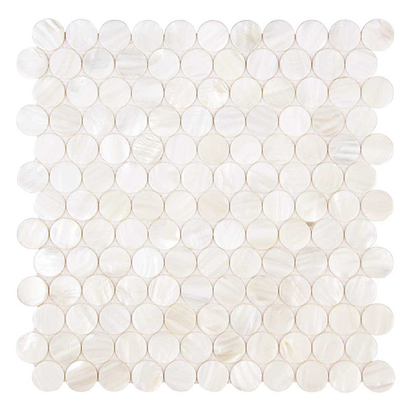 South Seas Super White Circle Penny Round Pearl Shell Tile