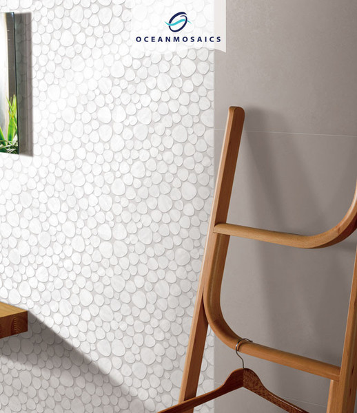 Reef White Sliced Pebble Marble Mosaic Tile