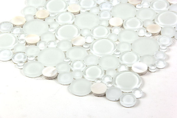 Agata Circle Shell White Mosaic Glass Tile