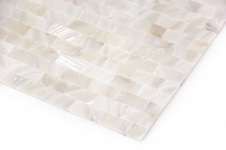 South Seas Super White Mini Brick Seamless Pearl Shell Tile