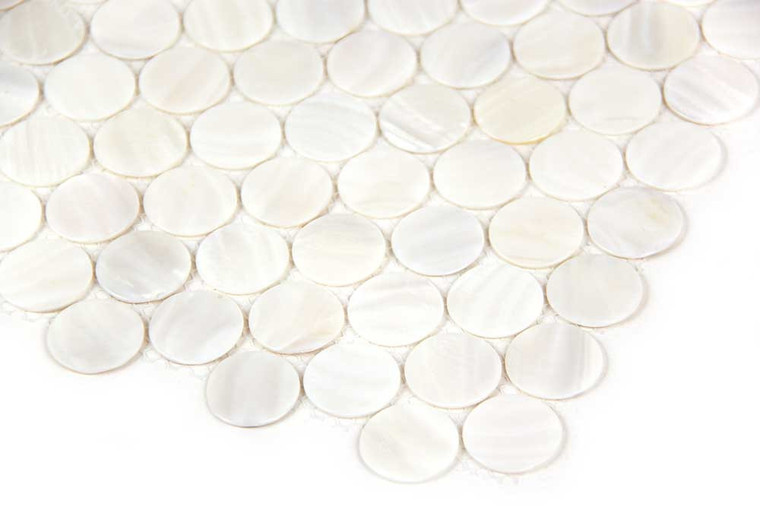 South Seas Super White Circle Penny Round Pearl Shell Tile