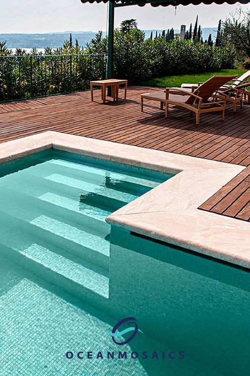 Sea Pearl Lagoon Green Iridescent 1x1 Pool Tile