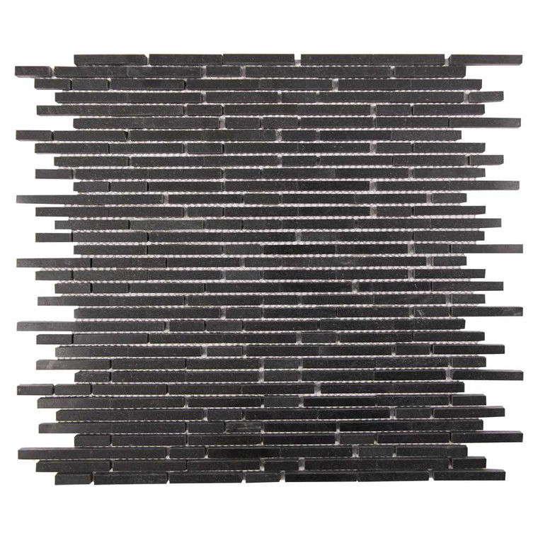 Ria Jet Black Linear Stacked Stone Tile