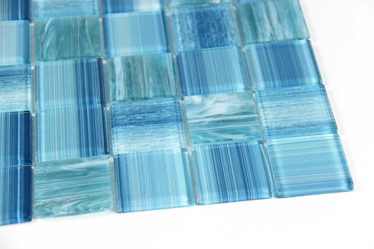 Seven Seas Caribbean Blue Polished Glass 2x2 Pool Tile