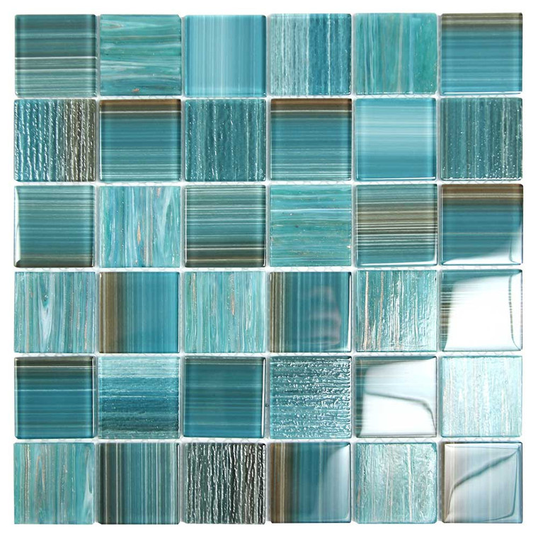 Seven Seas Coral Green Polished Glass 2x2 Pool Tile