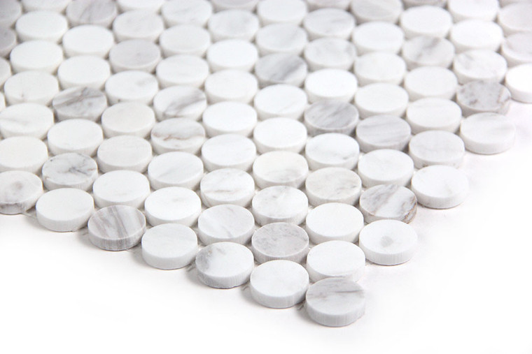Lana Calacatta Grey 1" Penny Round Marble Tile