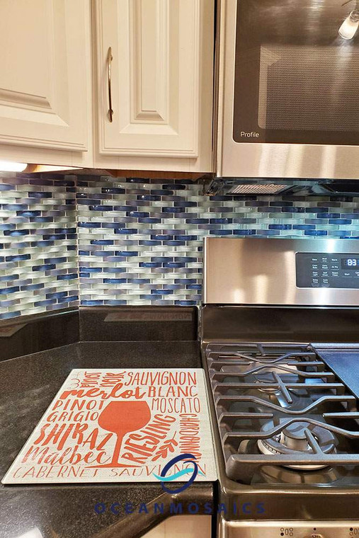 Ripple Stream Wavy Mosaic Glass Tile