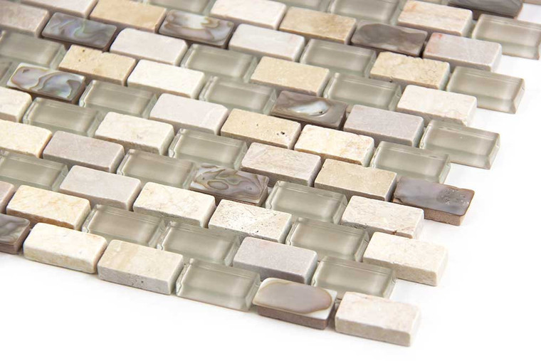 Agata Shell Mix Beige Mosaic Glass Tile