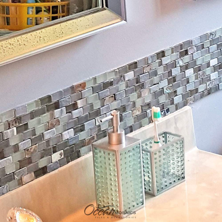 Agata Shell Mix Grey Mosaic Glass Tile