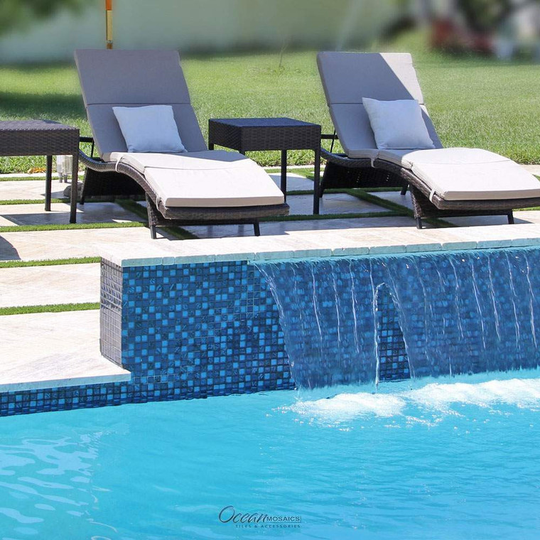 Splash Blue and Black Mix NG MOS#8 Pool Tile