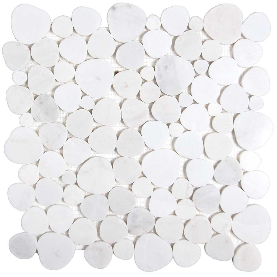 Reef White Sliced Pebble Marble Mosaic Tile