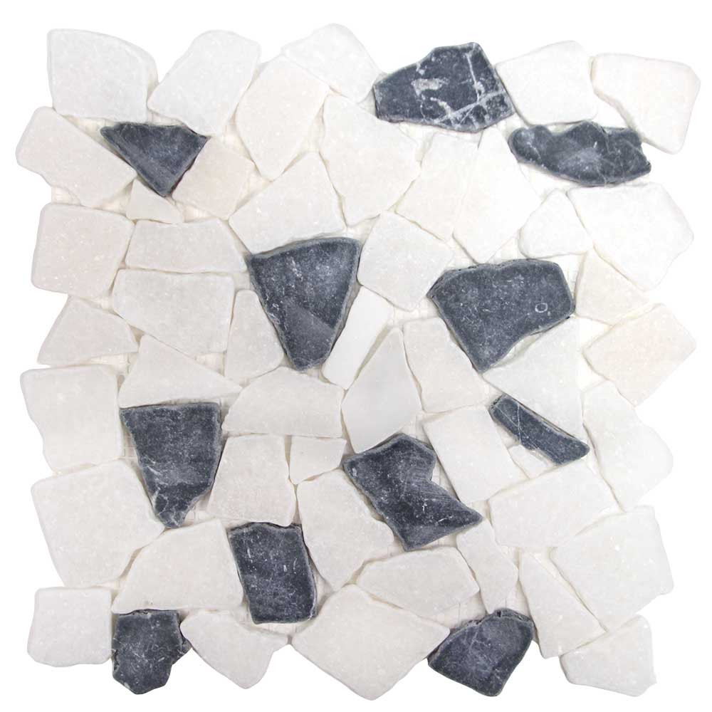 Arctic Black And White Flat Pebble Stone Mosaic Tile