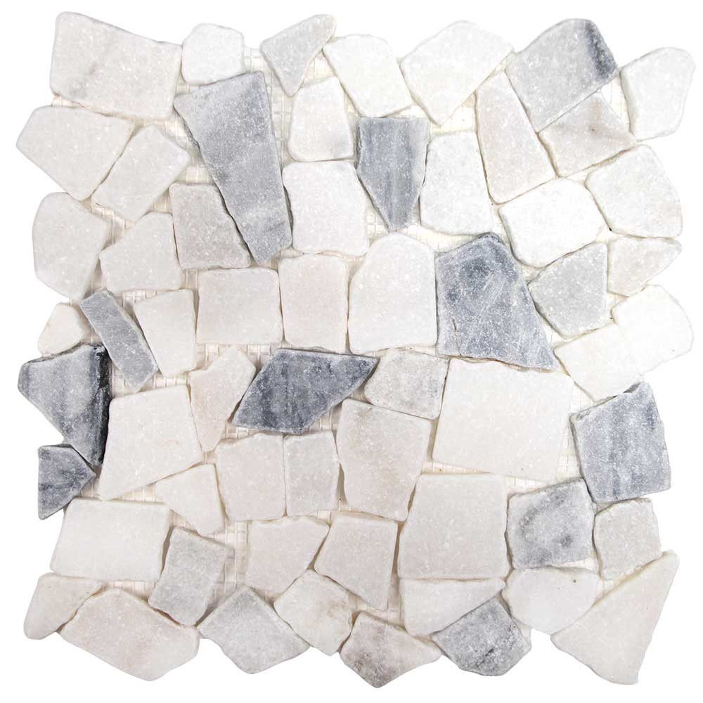Arctic Silver Flat Pebble Stone Mosaic Tile