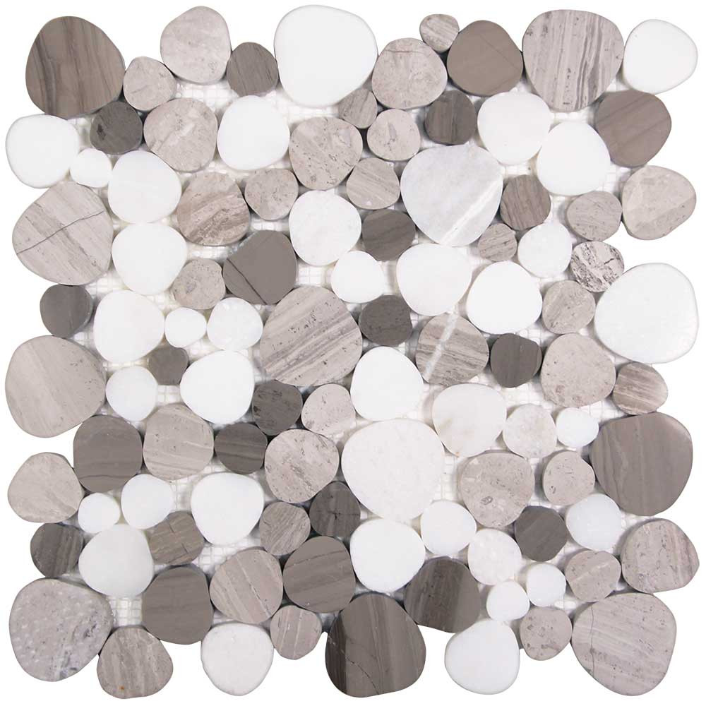 Reef Greige Sliced Pebble Marble Mosaic Tile
