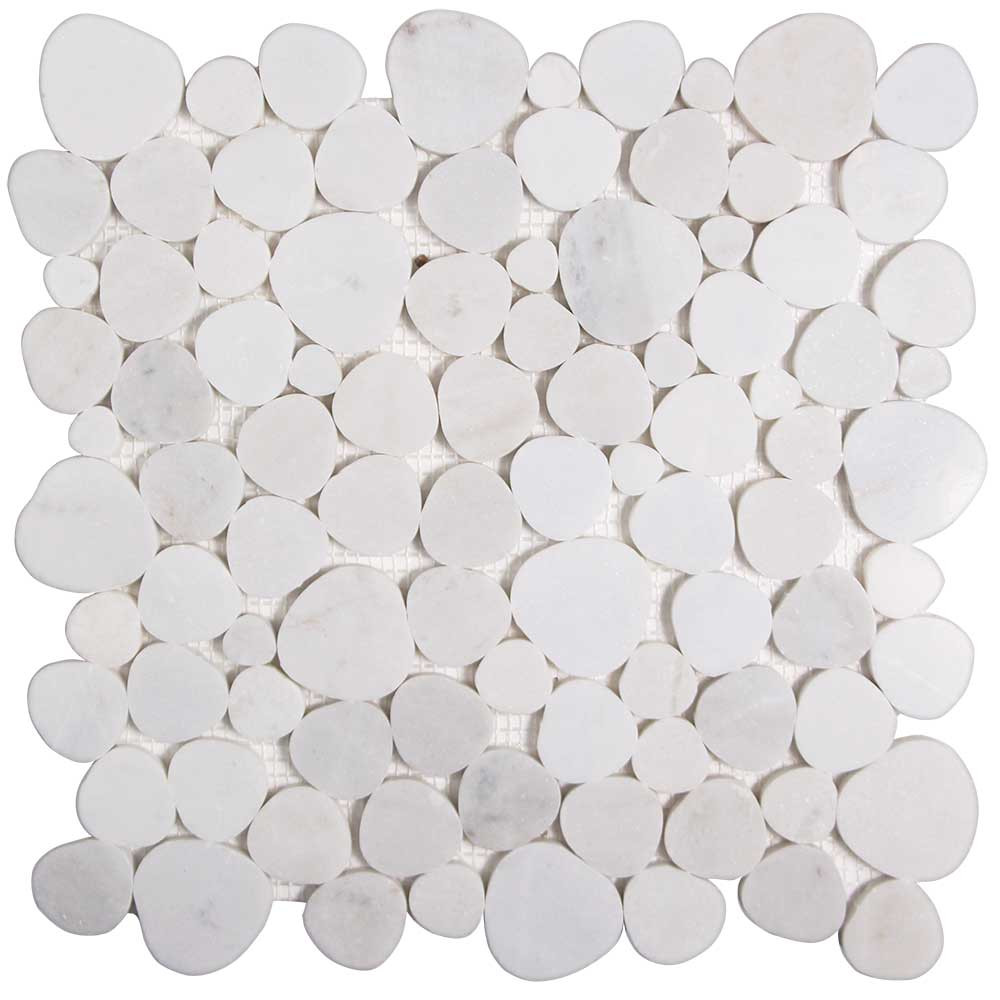 Reef Pebble Sliced White Marble Tile