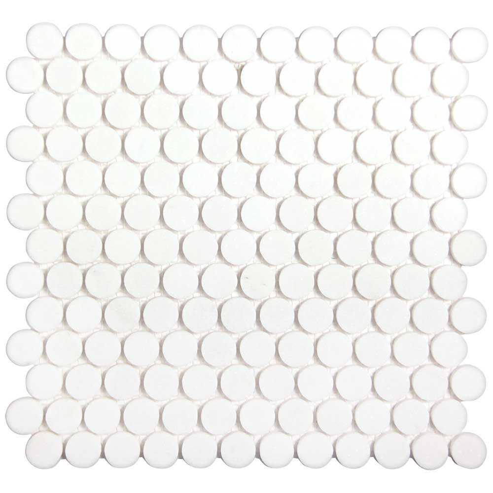 Lana Thassos White 1" Penny Round Marble Tile