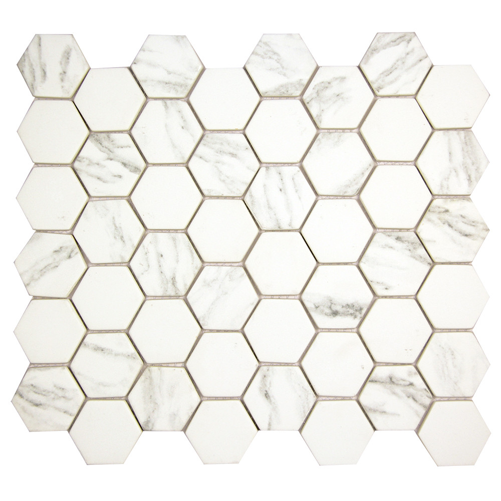 Hexacycle Carrara Hexagon Recycled Glass Tile