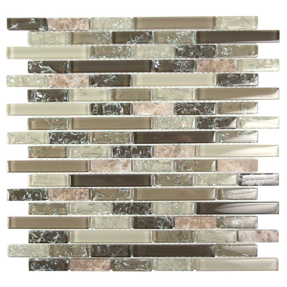 Kaia Beige Interlocking Linear Glass Mosaic Tile