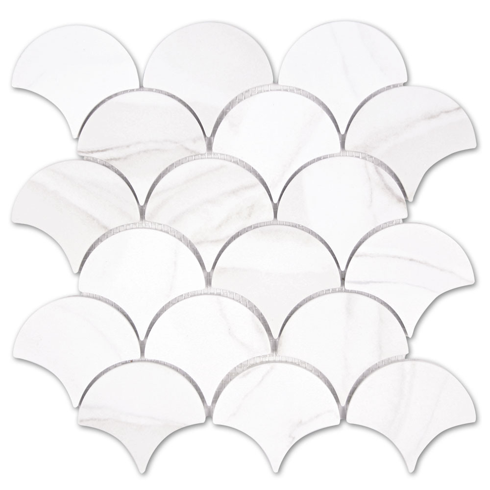 Caspian Grey Fish Scale Recycled Glass Tile