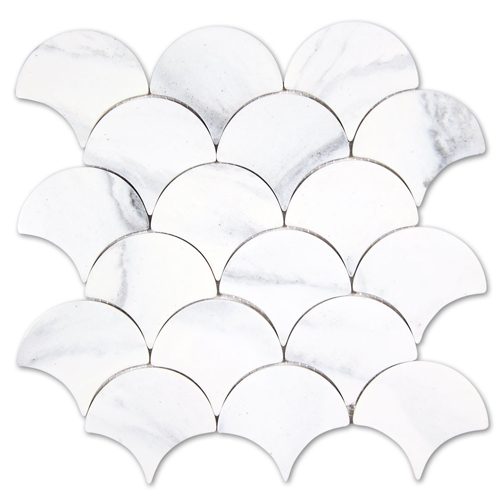 Caspian Grey Fish Scale Recycled Glass Tile