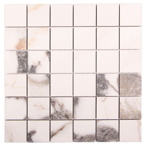 Seacoast Mystic Grey Square Porcelain Grid Mosaic Tile
