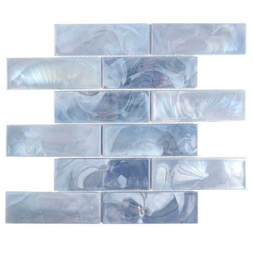 Ocean Mist Blue Pearlescent Iridescent 2x6 Subway Glass Tile