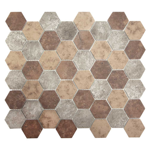 Seaside Hexagon Matte Athens Grey Recycled Glass Tile