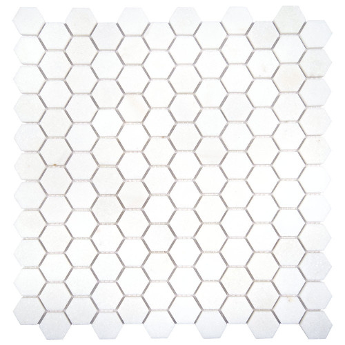 Tidal Thassos White Mini Hexagon Honed Marble Mosaic Tile