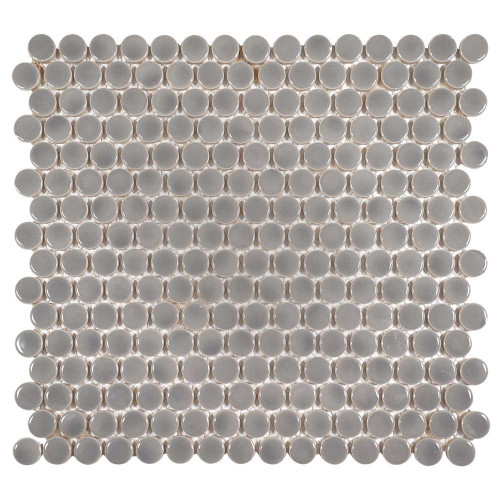 Sandy Penny Round Dark Grey Porcelain Mosaic Tile