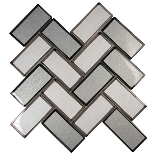 Mirror Mix Herringbone Mosaic Glass Tile