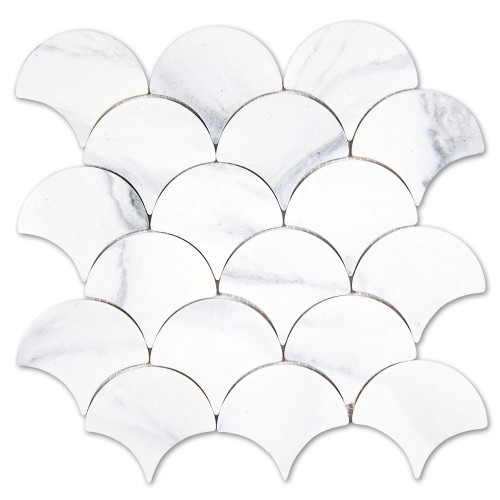 Caspian Grey Fish Scale Recycled Glass Tile