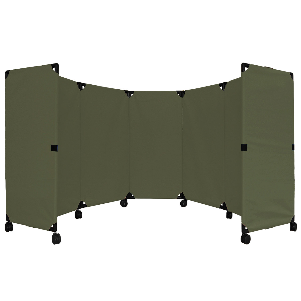MP10 Economical Portable Accordion Partition 10' x 4' Olive Canvas
