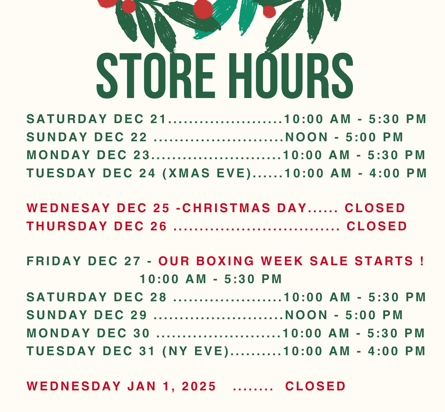 Store Location & Hours