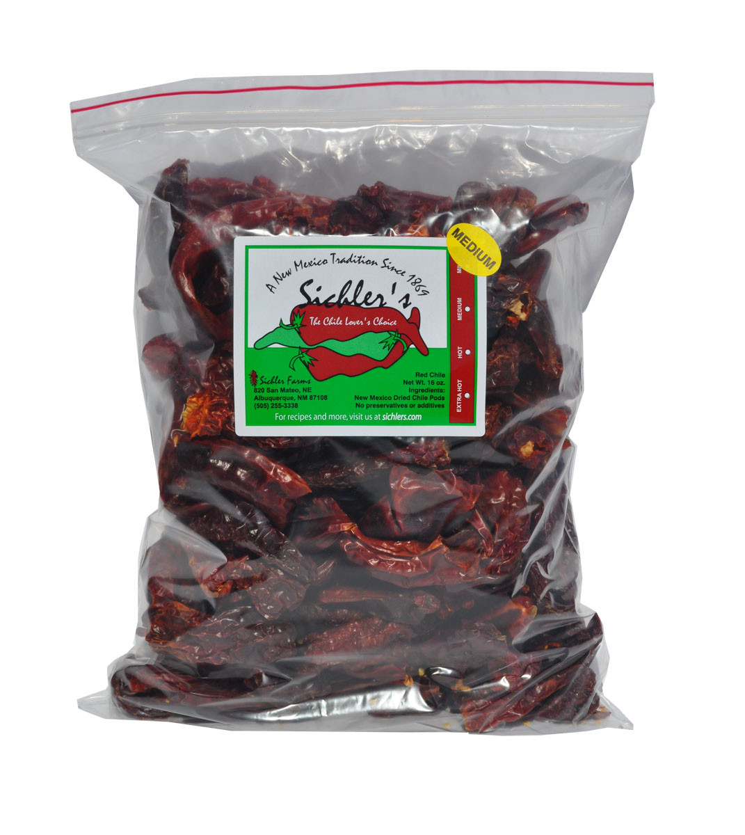 1 lb. Sichler's New Mexico Clean Dried Red Chile Pods