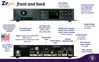 ZeeVee ZvPro 820 Dual Channel Unencrypted HDMI Encoder/QAM Modulator