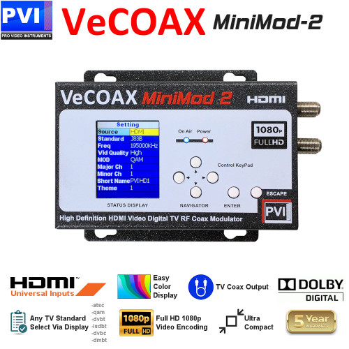ProVideoInstruments VECOAX MiniMOD-2 HDMI to RF Digital Modulator