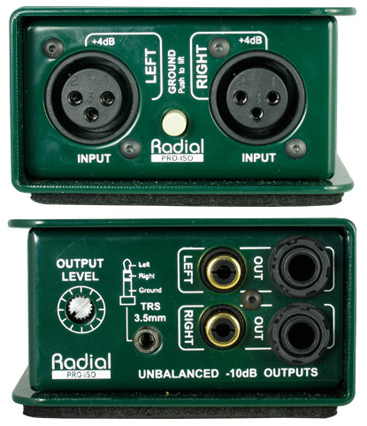 Radial Pro-Iso Stereo +4dB to -10dB Isolated Line Level Converter