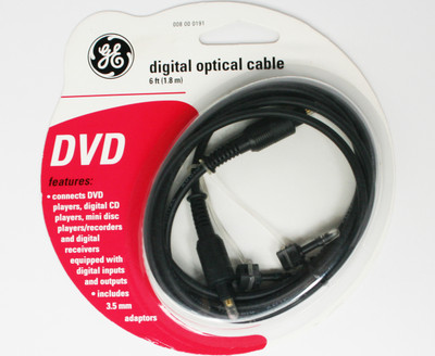 GE Digital Optical Cable - S/PDIF - Toslink - 6 Ft - Lunchbox Audio