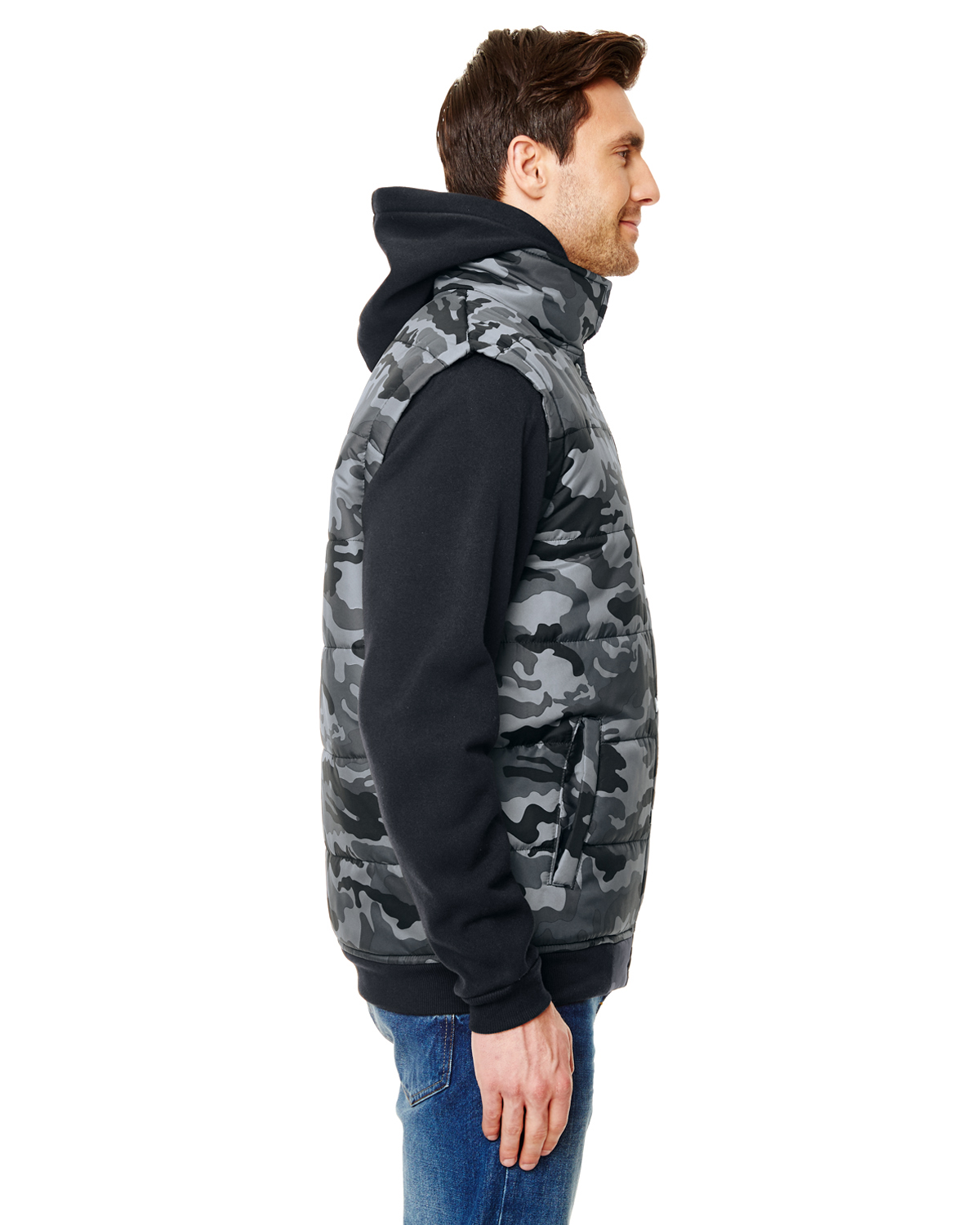 B8701 Burnside Adult Fleece Sleeved Puffer Vest | BlankTeesUSA