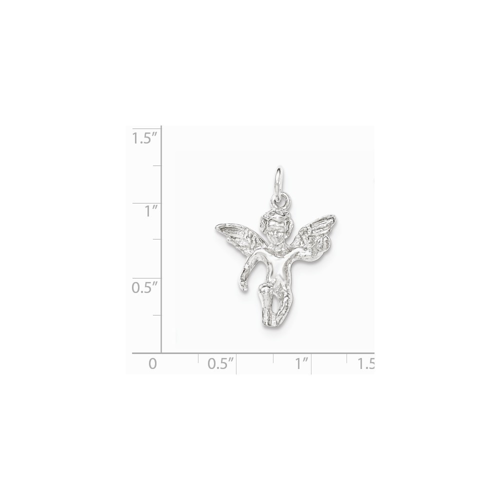 .925 Sterling Silver Solid Polished 3D Full Angel Figure Pendant ...