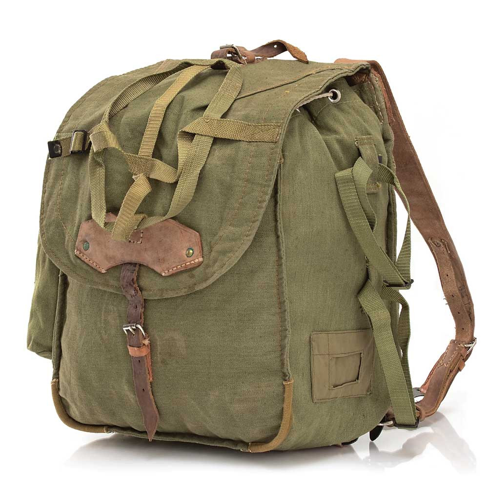 ROMANIAN CANVAS RUCKSACK WITH LEATHER STRAP