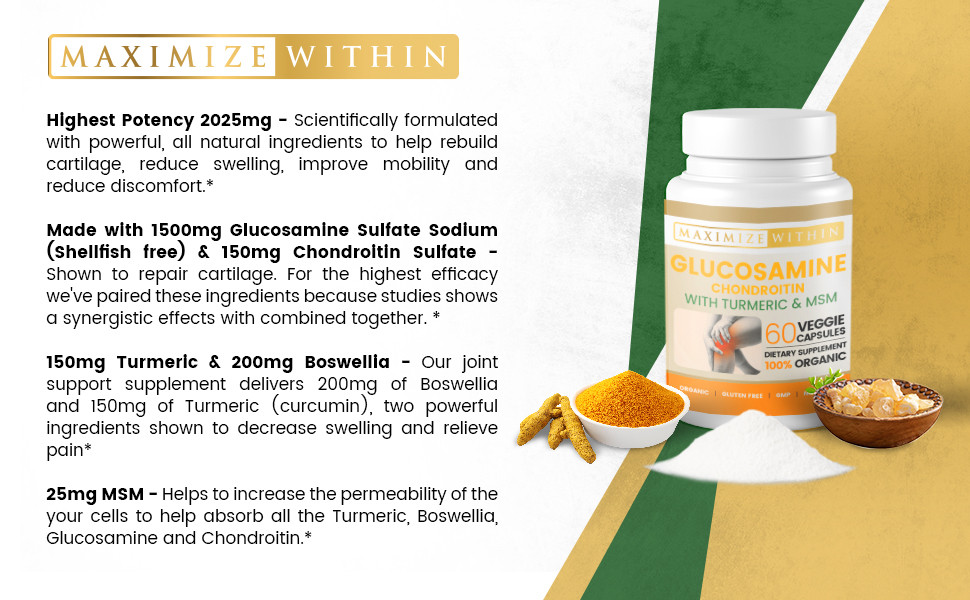 Glucosamine Chondroitin with Turmeric & MSM Supplement - Maximum Slim ...
