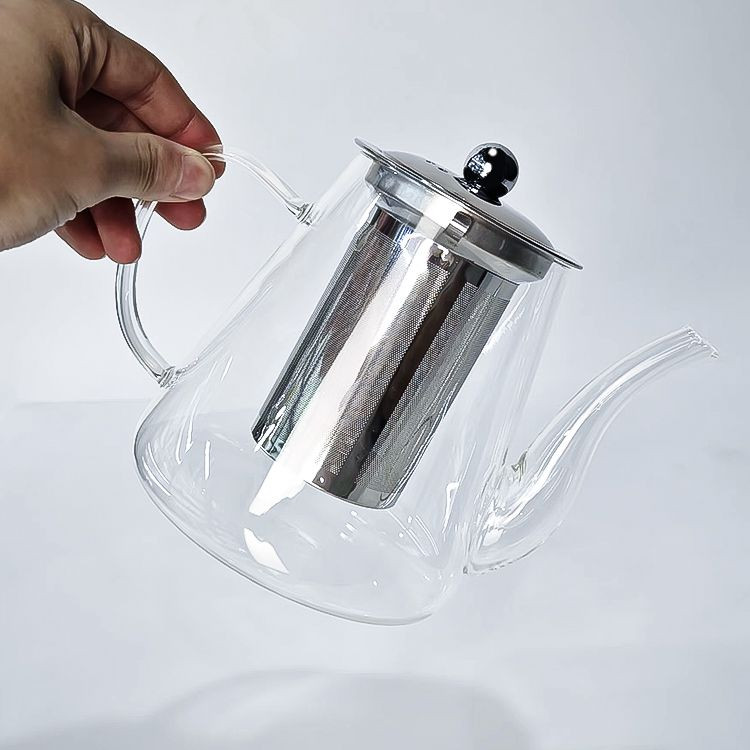 Clear Glass Teapot with Removable Stainless Steel Filter and Spout ...