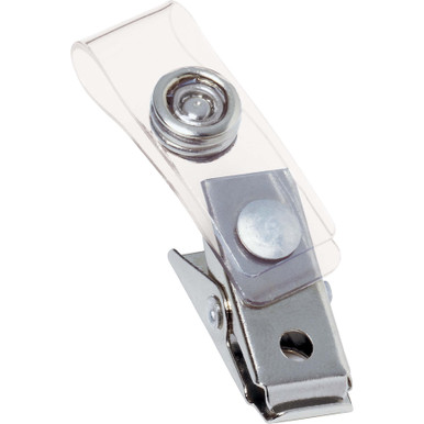 Swingline GBC Badge Clips w/Plastic Straps, 0.5" x 1.5", Silver, 100 ...