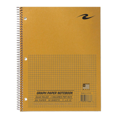 Roaring Spring 4x4 Graph Ruled Spiral Lab Notebook, Brown Kraft Cover ...