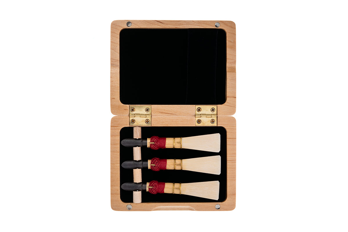 3-Reed Wood Bassoon Reed Cases with mandrels by Oboes.ch